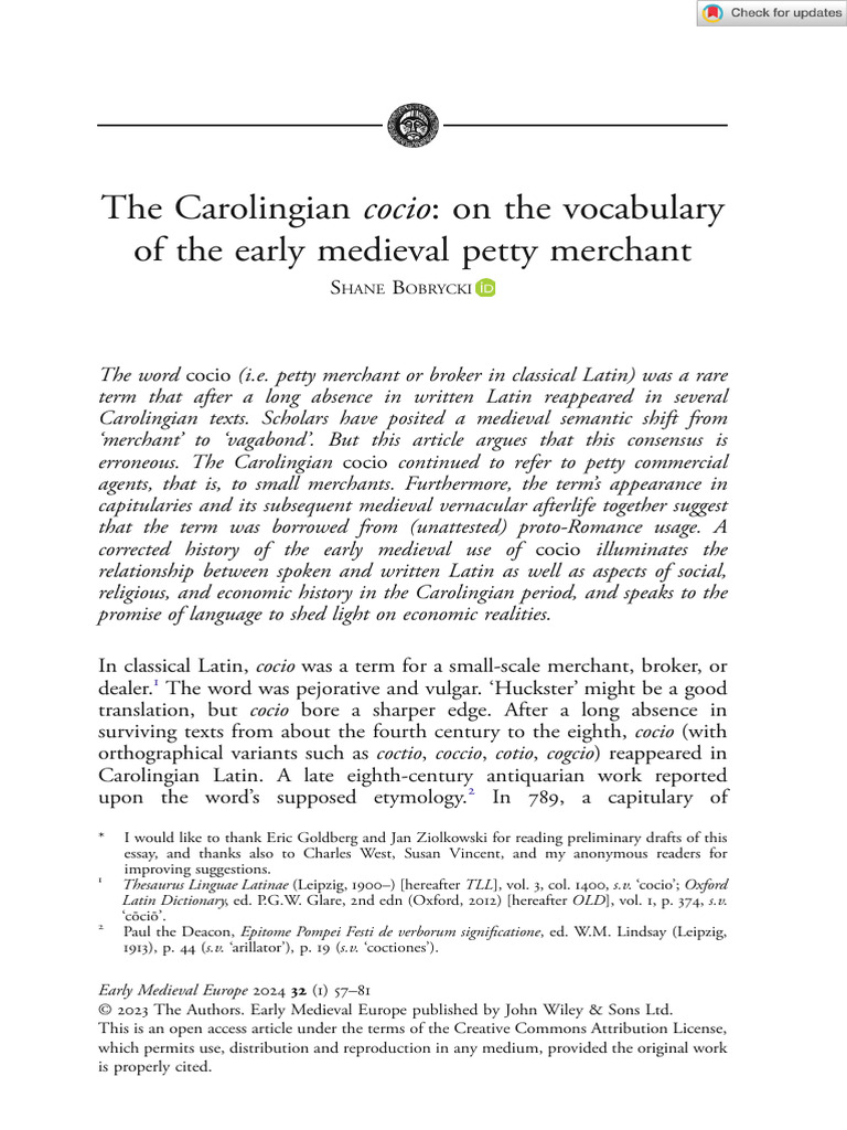 Early Medieval Europe - 2023 - Bobrycki - The Carolingian Cocio On The ...