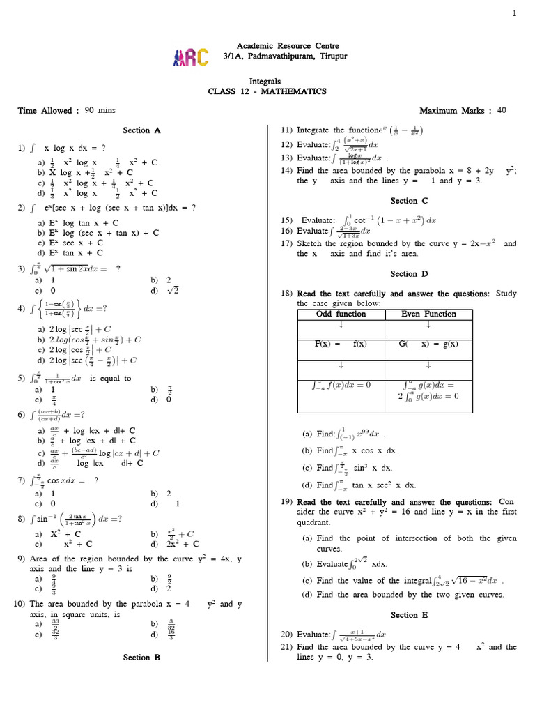 Class 12 Math Model Paper | PDF | Analytic Geometry | Mathematical Objects