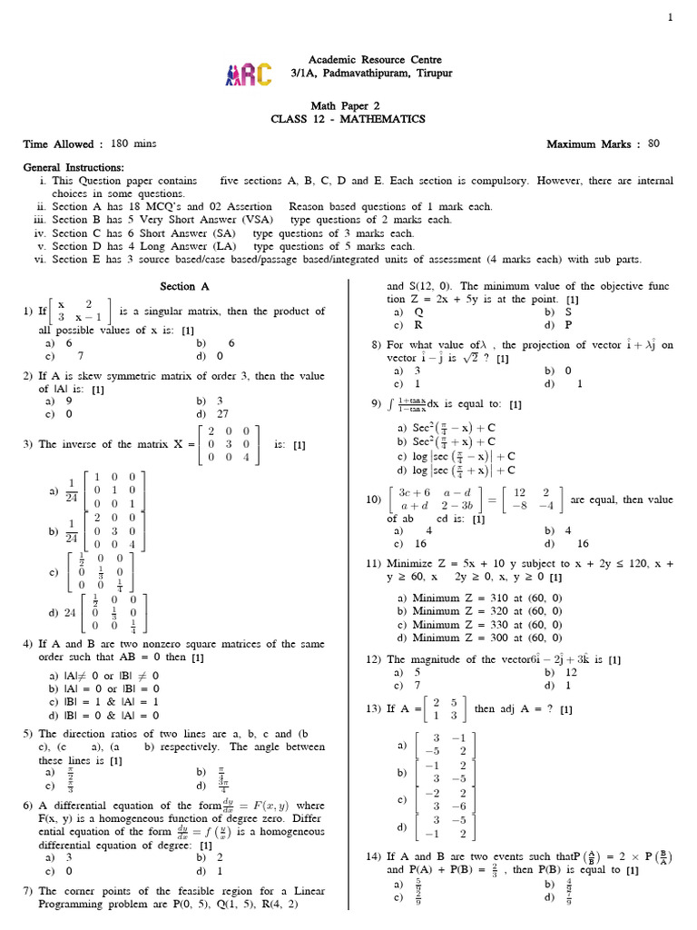 Math QP For Class 10 | PDF | Functions And Mappings | Algebra