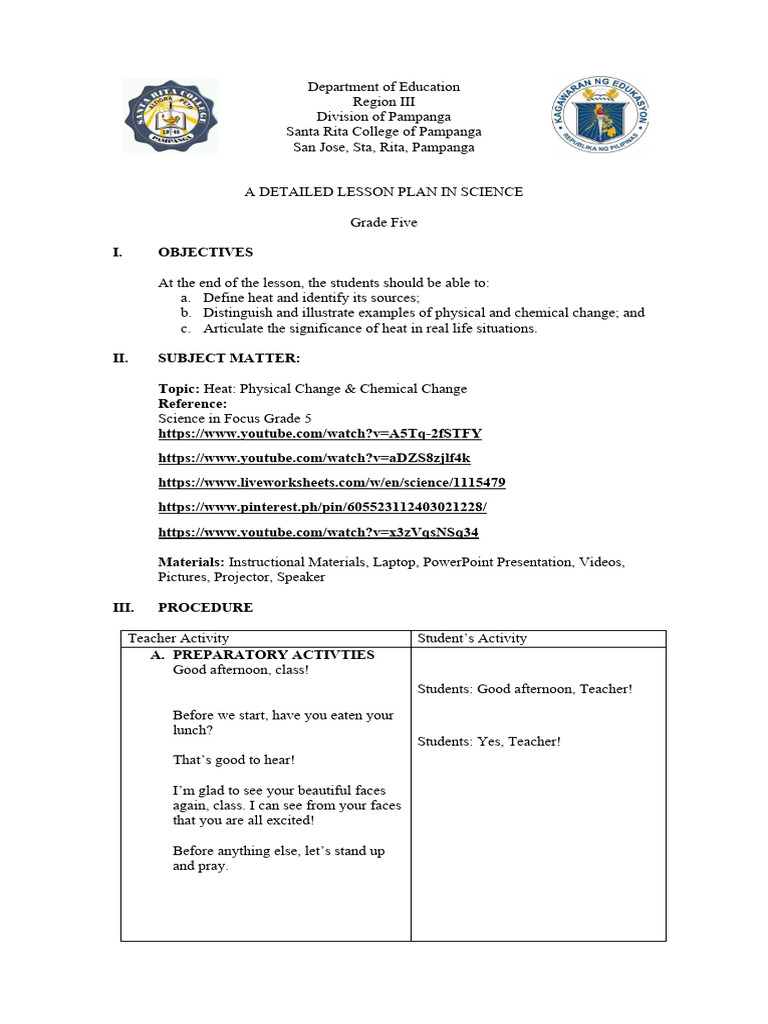 SCIENCE - Heat - DLP 2nd Year | PDF | Teachers | Learning