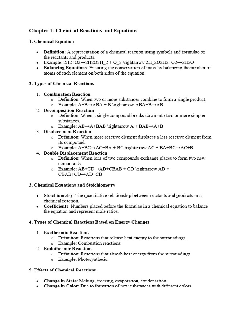 Chapter 1 Science Class 10TH | PDF | Chemical Reactions | Chemistry