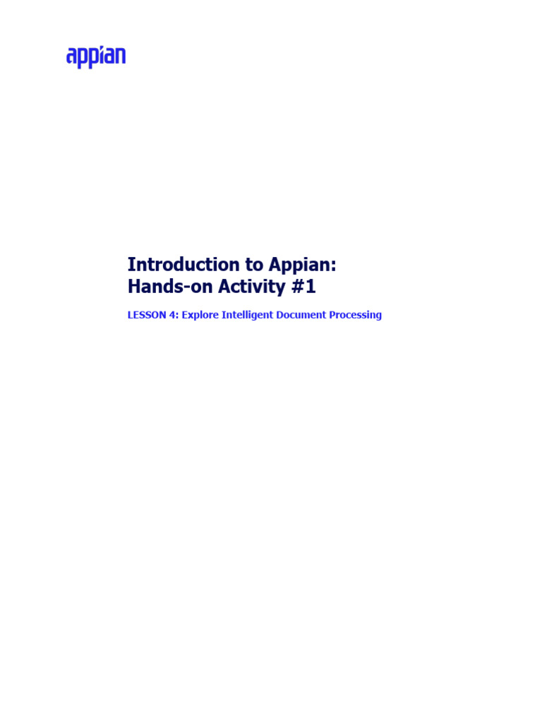 Introduction To Appian - Hands-On Activity #1 (Lesson 4) - 21-3 | PDF ...