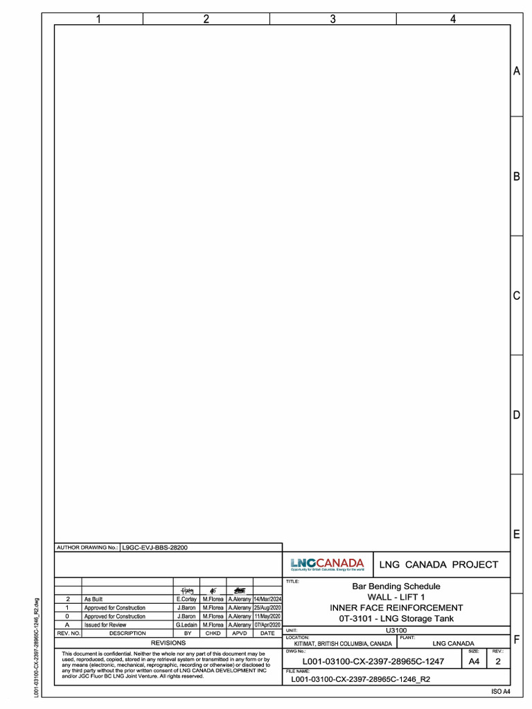Bar Bending Schedule for LNG Canada | PDF