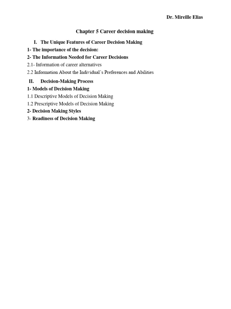 Chapter 5 Career Decision Making - Unlocked | PDF | Decision Making | Rationality