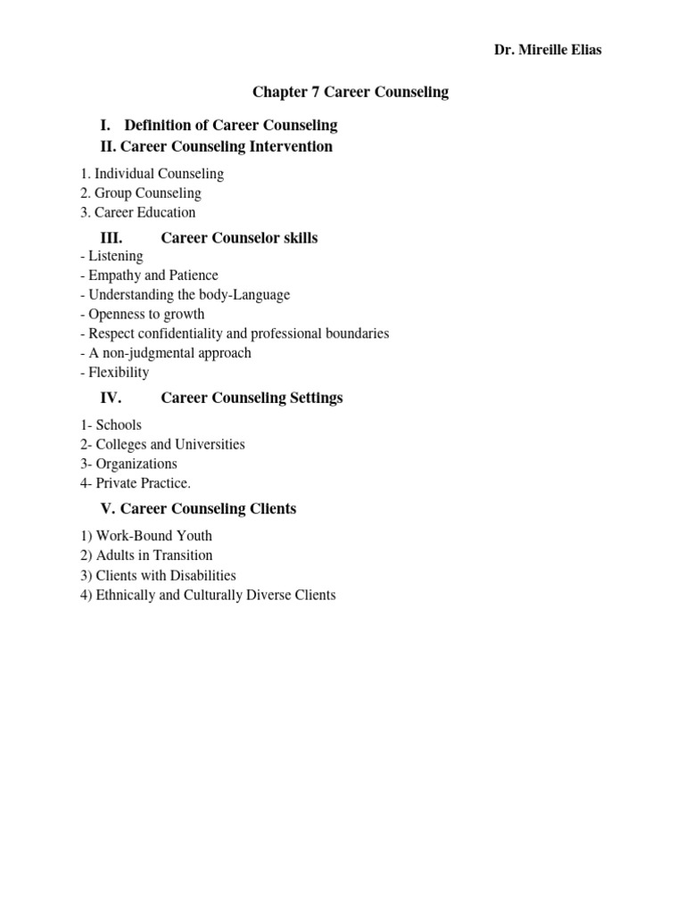 chapter 7 career counseling_unlocked | PDF | Counseling Psychology ...