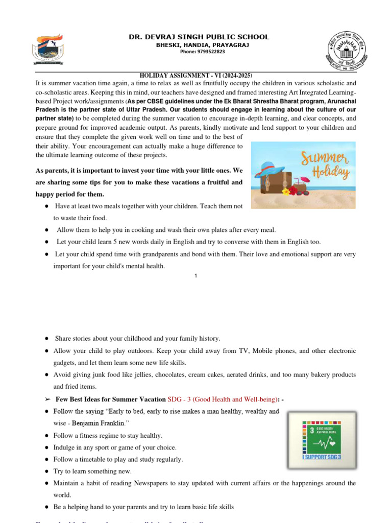 Summer Holiday Assignments 2024-2025 | PDF | Social Psychology | Psychology