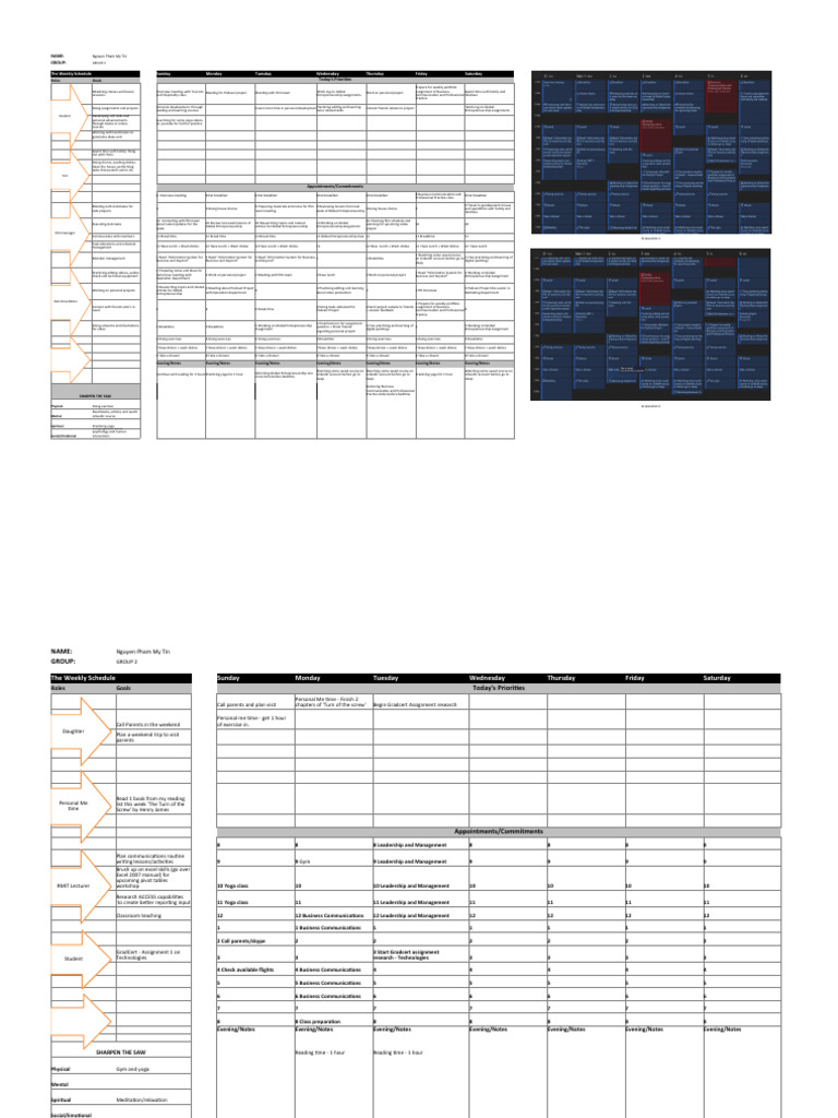 Learning Portfolio 2 - Covey_s weekly planner | PDF