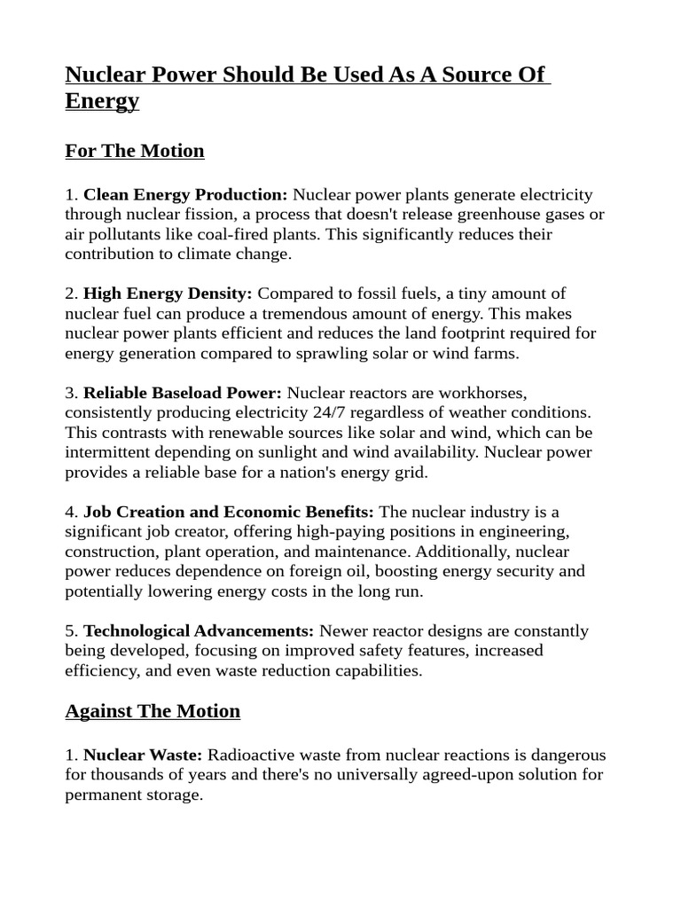 Nuclear Power Can Be Used As Energy Source Debate | PDF | Nuclear Power ... Nuclear Power Can Be Used As Energy Source Debate | PDF | Nuclear Power ...