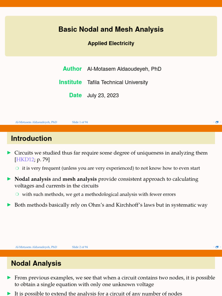 Chapter 2 - Basic Nodal and Mesh Analysis | PDF | Electrical Network ...