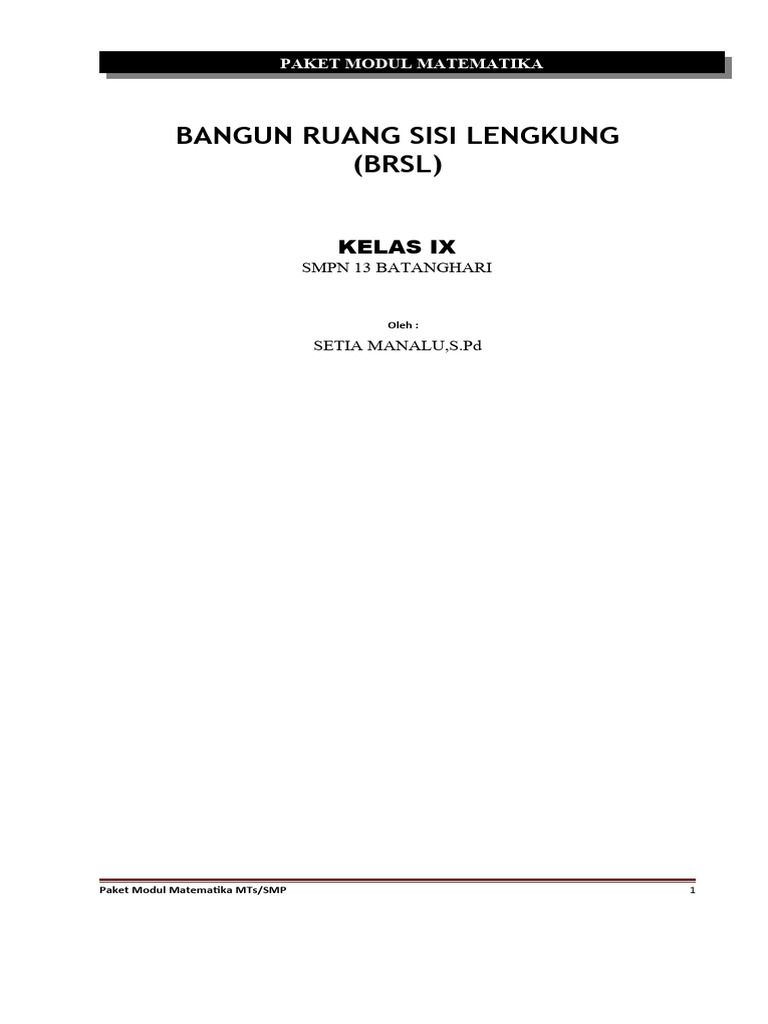 Modul Geometri Kelas IX: BRSL | PDF