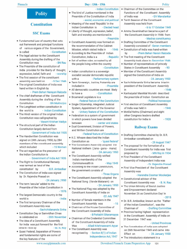 Polity One Liner | PDF