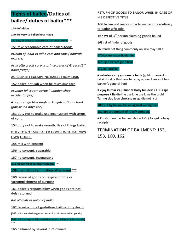 Rights of Bailee | PDF | Money | Personal Finance