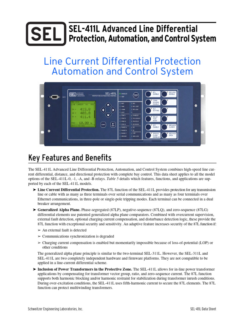 SEL 411L_DS_20240509 | Download Free PDF | Relay | Electrical Engineering