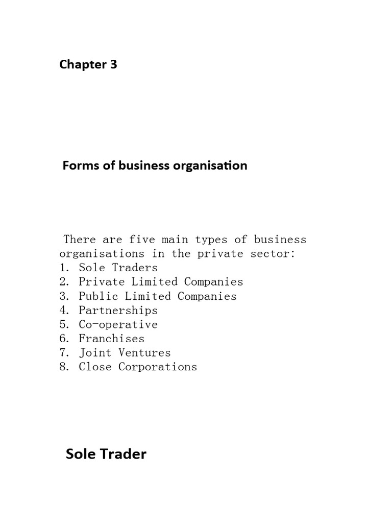 Sole Trader Notes | PDF | Sole Proprietorship | Debt