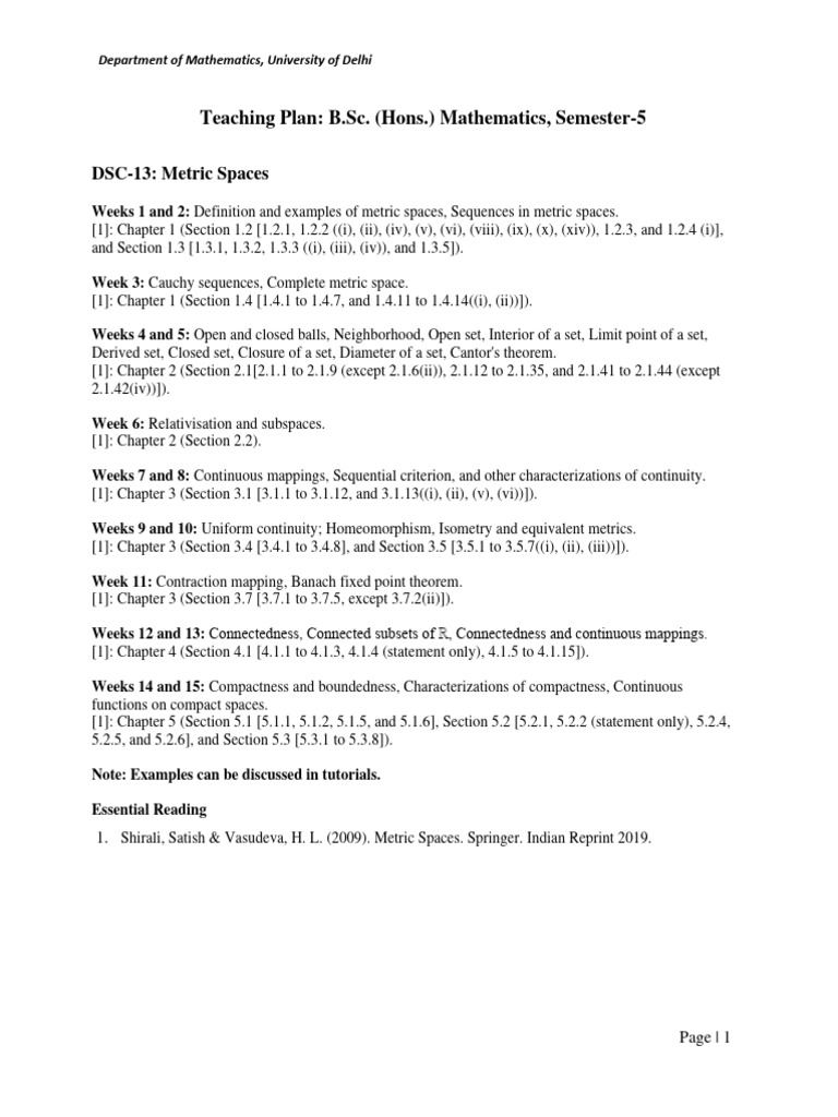 Teaching Plan | PDF | Ring (Mathematics) | Partial Differential Equation