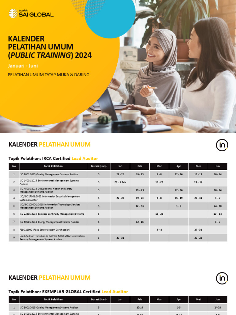 2024 Public Training Calendar Overview | PDF | Iso 9000 | Quality ...