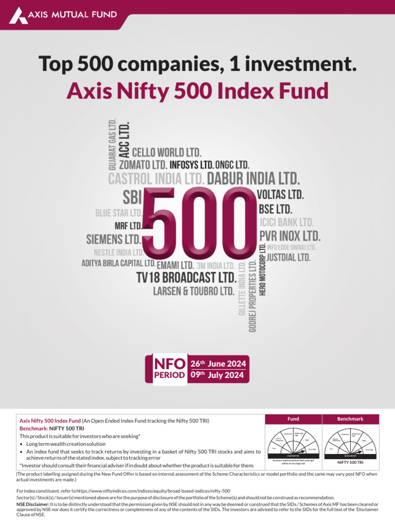 Axis Nifty 500 Index Fund - NFO One-Pager | PDF | Mutual Funds ...