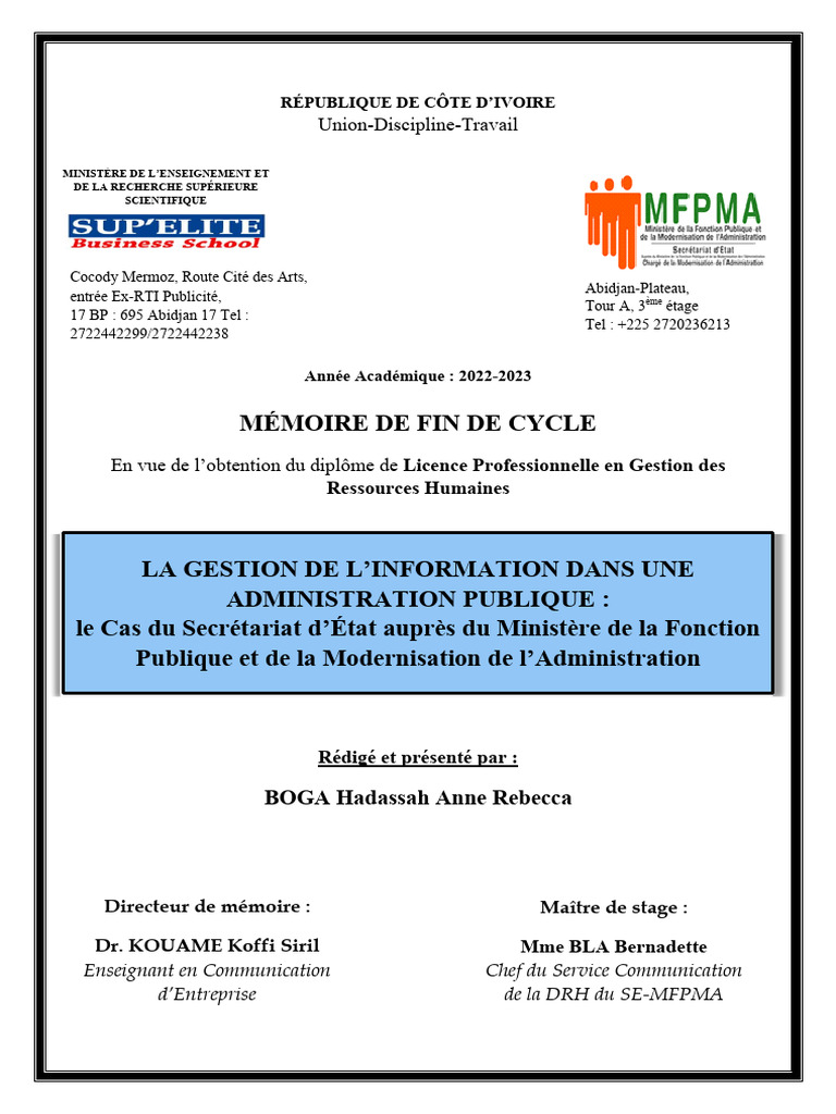 Gestion de l'Information Publique en Côte d'Ivoire | PDF | Gestion des ...