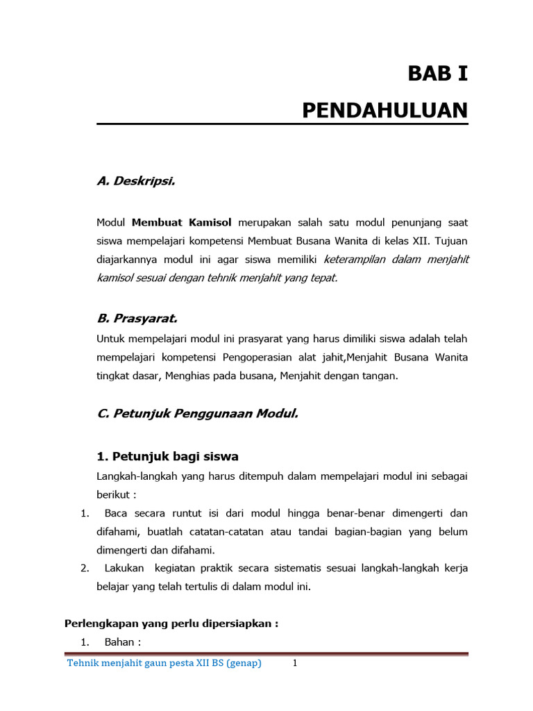 Modul Membuat Kebaya XII Genap 11-12-b | PDF | Seni