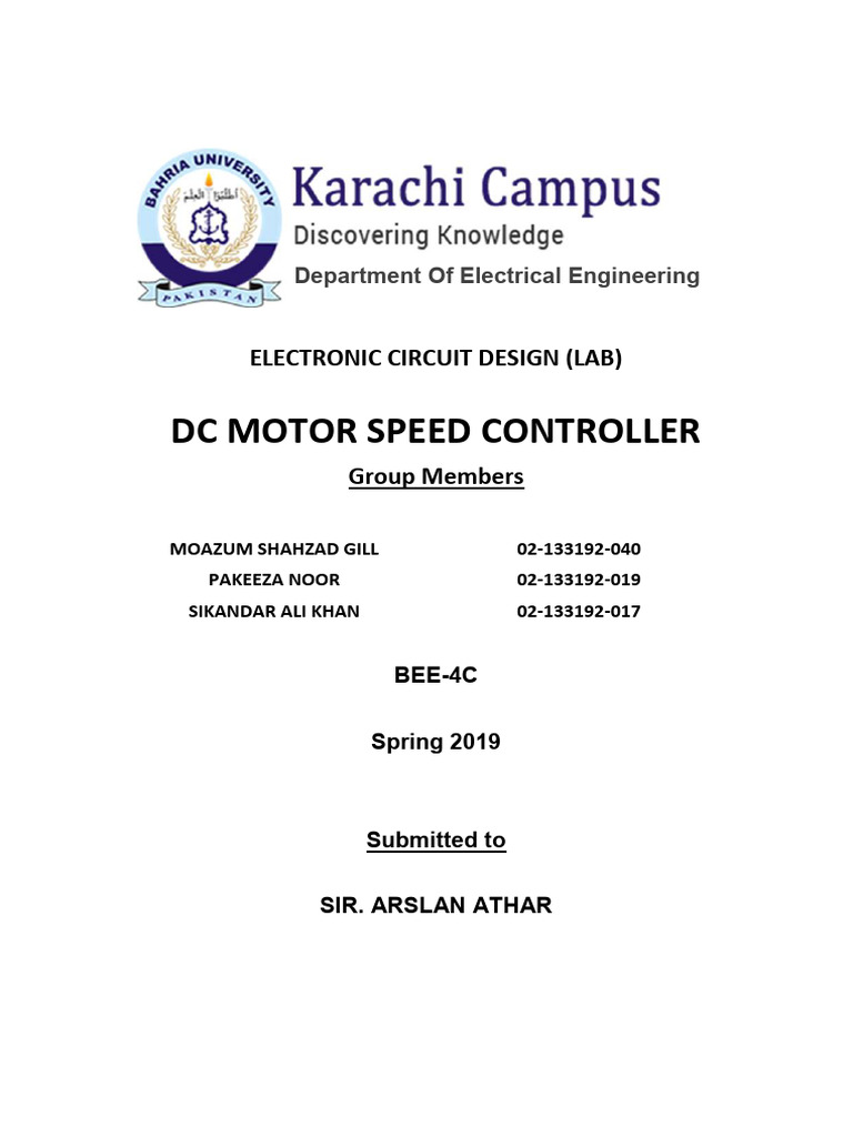 DC Motor Speed Controller Design Lab | PDF | Mosfet | Field Effect ...