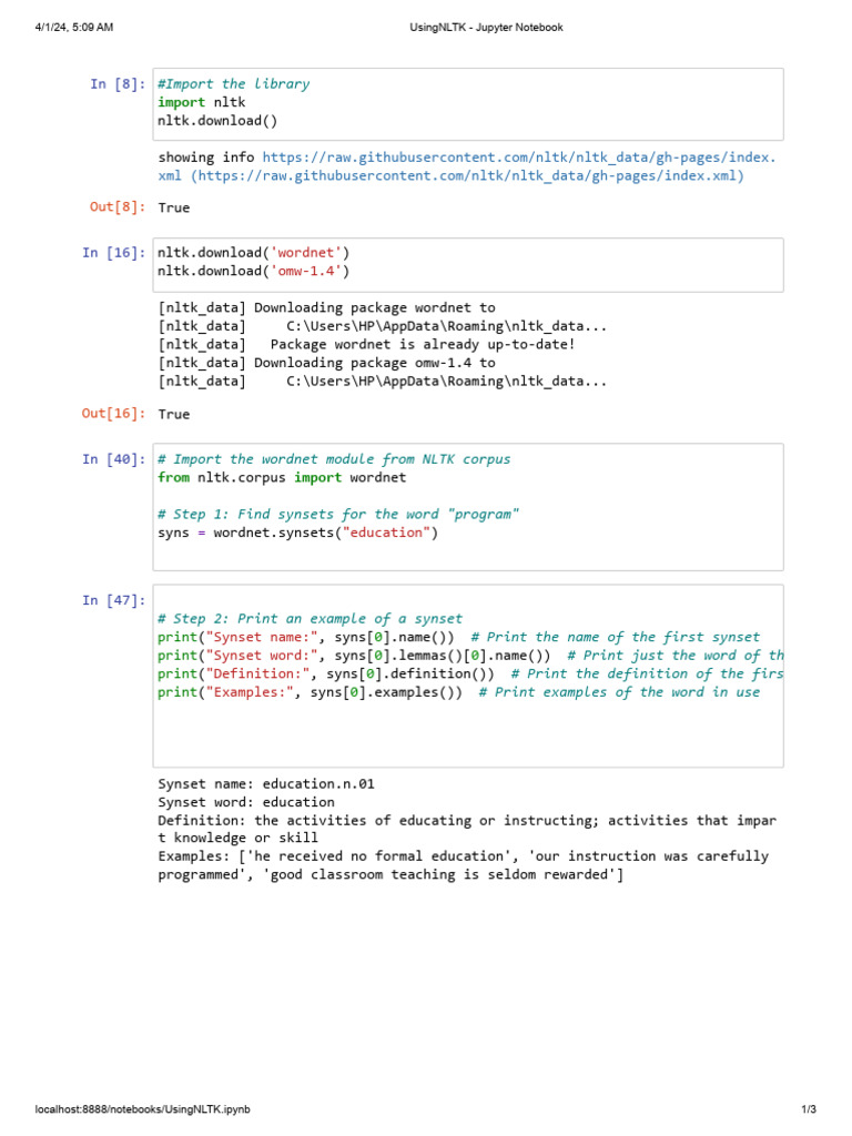 NLTK Synonyms & Similarity Guide | PDF | Semantics