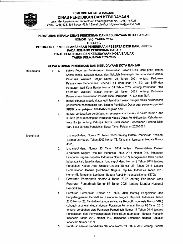 Perkadisdik No 039 T 2024 - PPDB - Juknis PPDB 2024-2025 | PDF