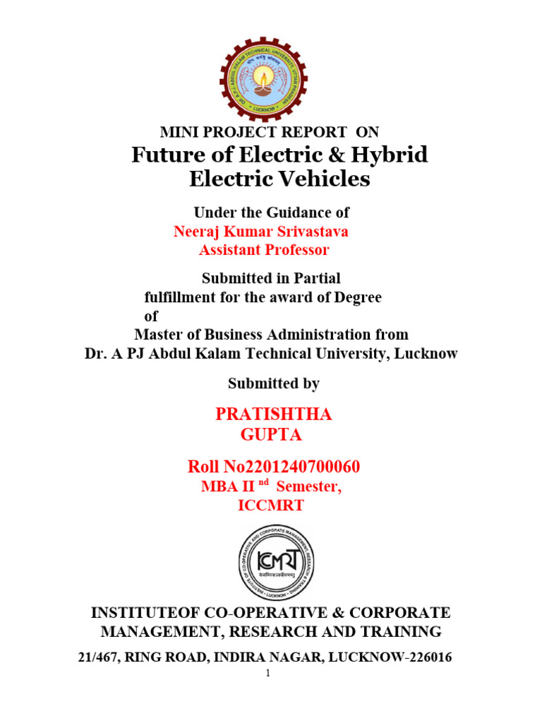 2nd Sem Mini Project | PDF | Electric Vehicle | Hybrid Electric Vehicle