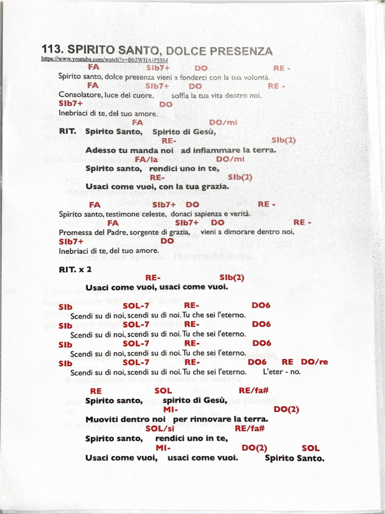 Spirito Santo Dolce Presenza | PDF