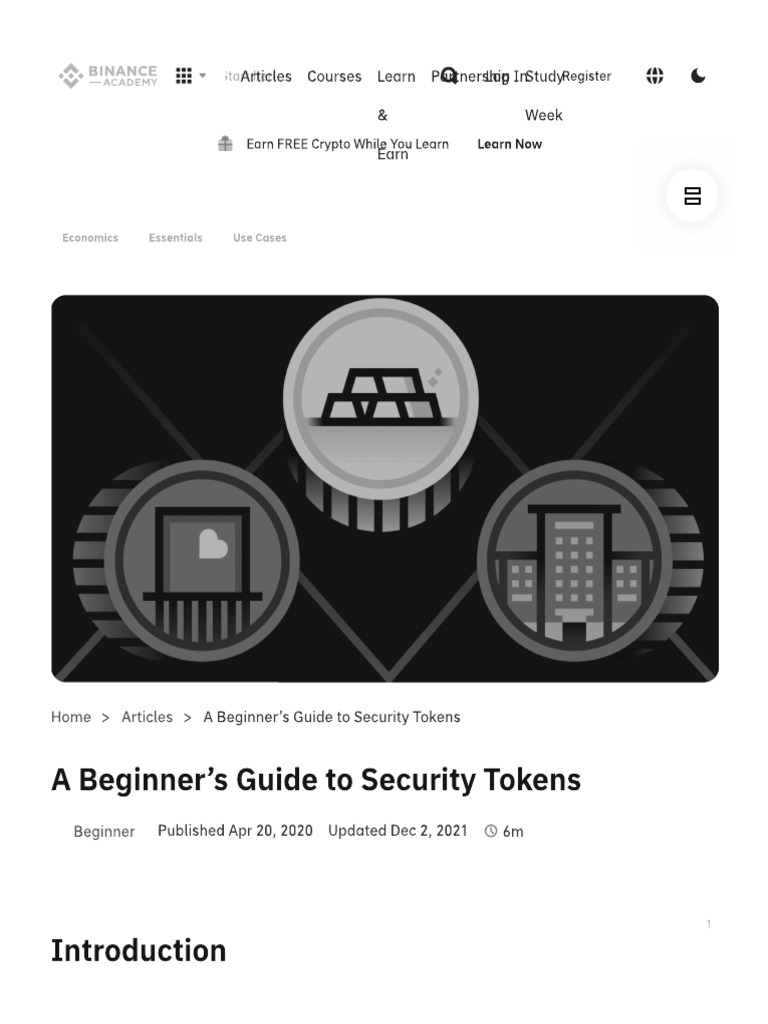 A Beginner's Guide To Security Tokens | PDF