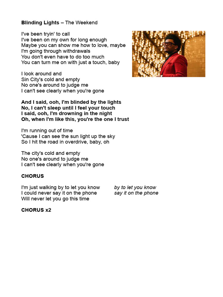 Blinding Lights Lyrics | PDF | Mystery, Thriller & Crime Fiction | Poetry