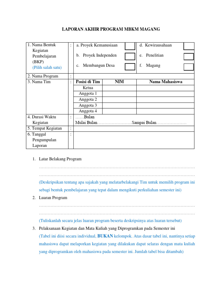 Laporan Akhir Program Mbkm Magang Pdf
