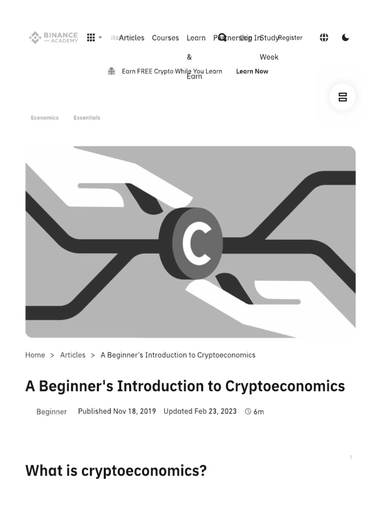 A Beginner's Introduction To Cryptoeconomics | PDF