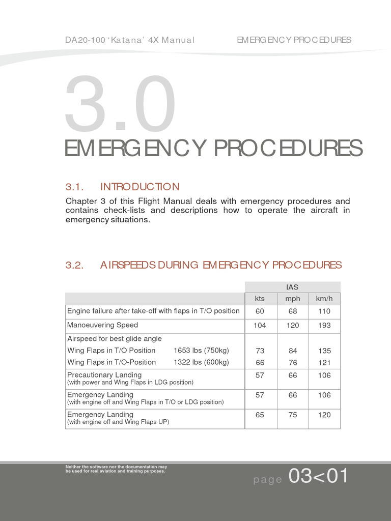 4X DA20-100 MANUAL 3 Emergency Procedures | PDF | Aerospace Engineering | Transport Safety