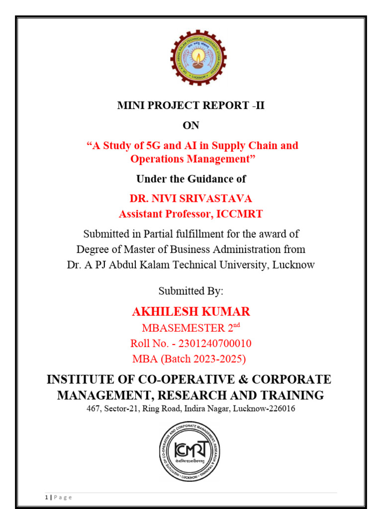 MINI PROJECT IInd AKHILESH KUMAR | PDF | Supply Chain Management | Supply Chain