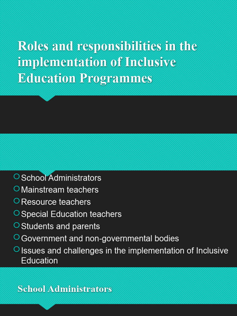 Chap3 Roles and Responsbilities | PDF | Special Education | Teachers