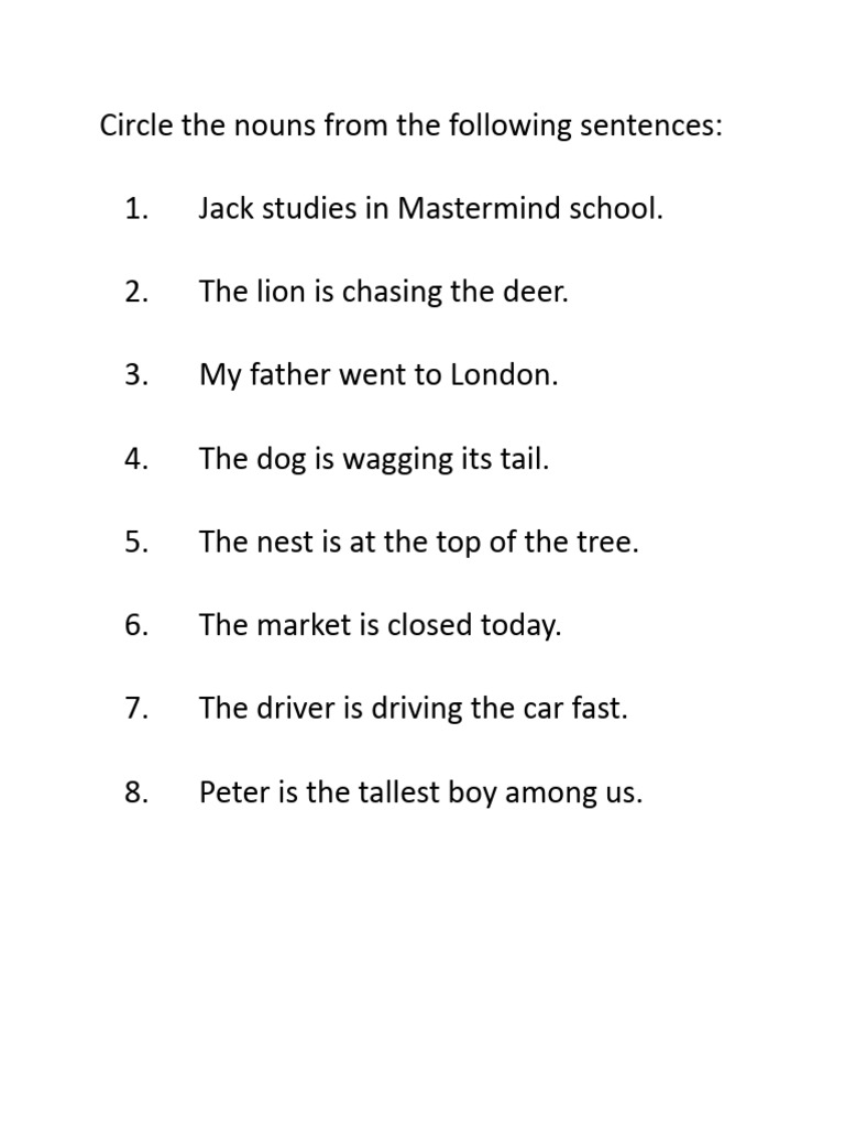 Noun Identification Exercise | PDF