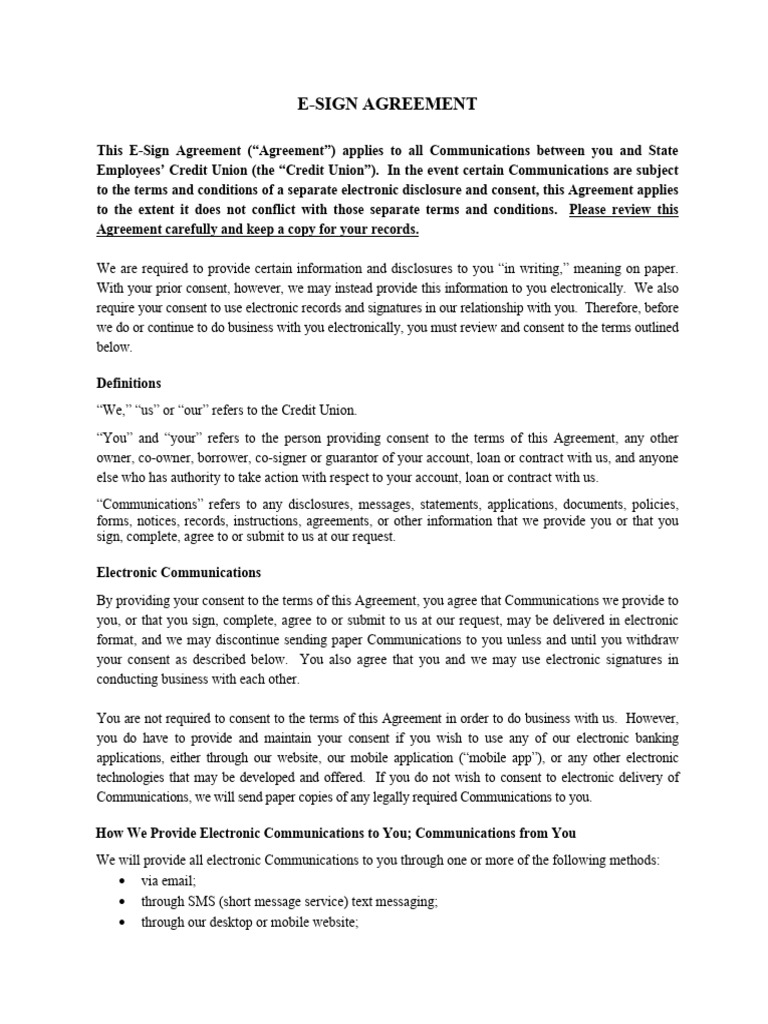 SECU E Sign Agreement | PDF | Application Software | Software
