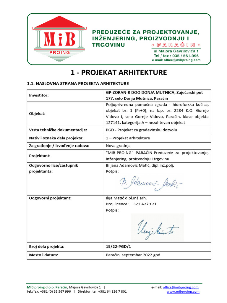 1 - Projekat Arhitekture | PDF