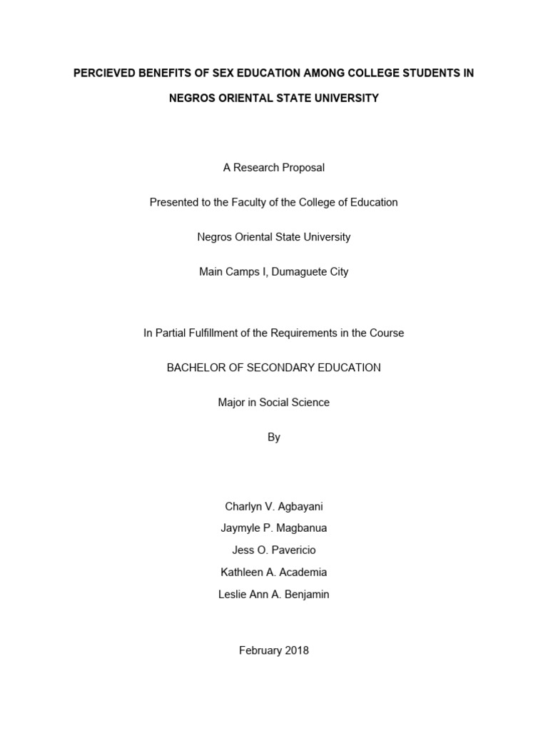 Percieved Benefits Of Sex Education Amon Pdf Sex Education