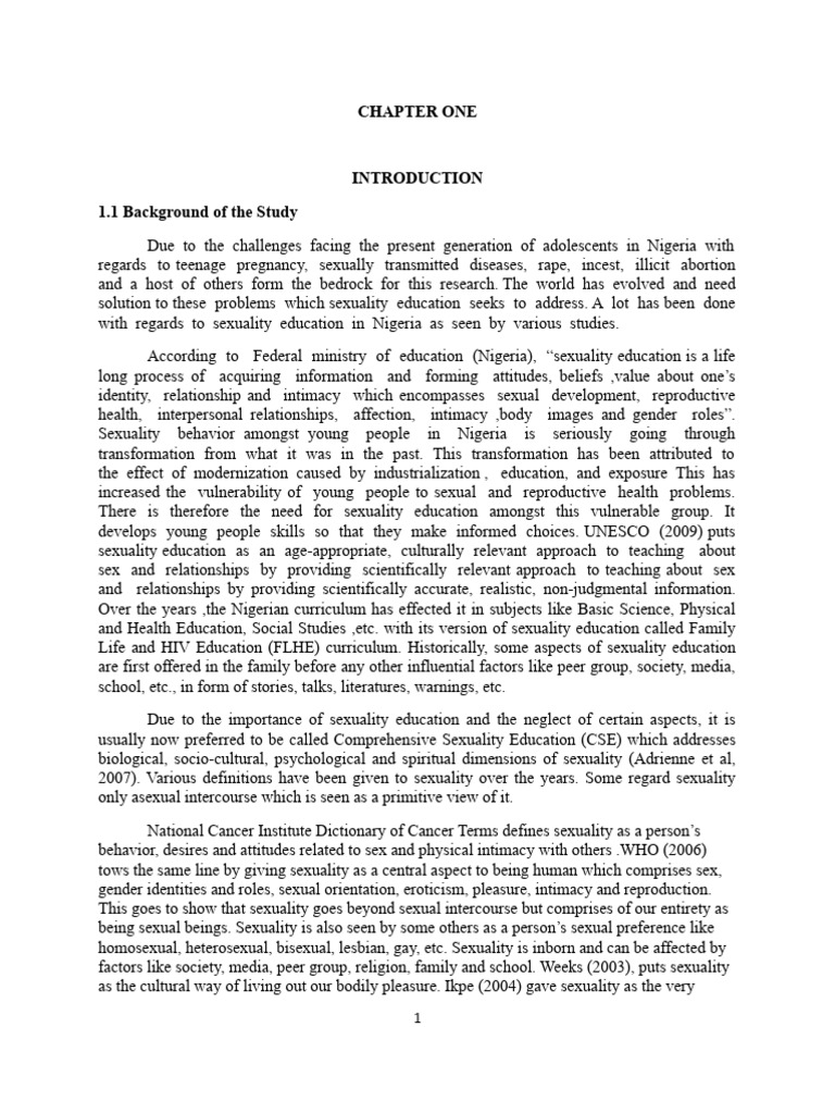 Chapter One Sexuality Education Pdf Sex Education Human Sexuality