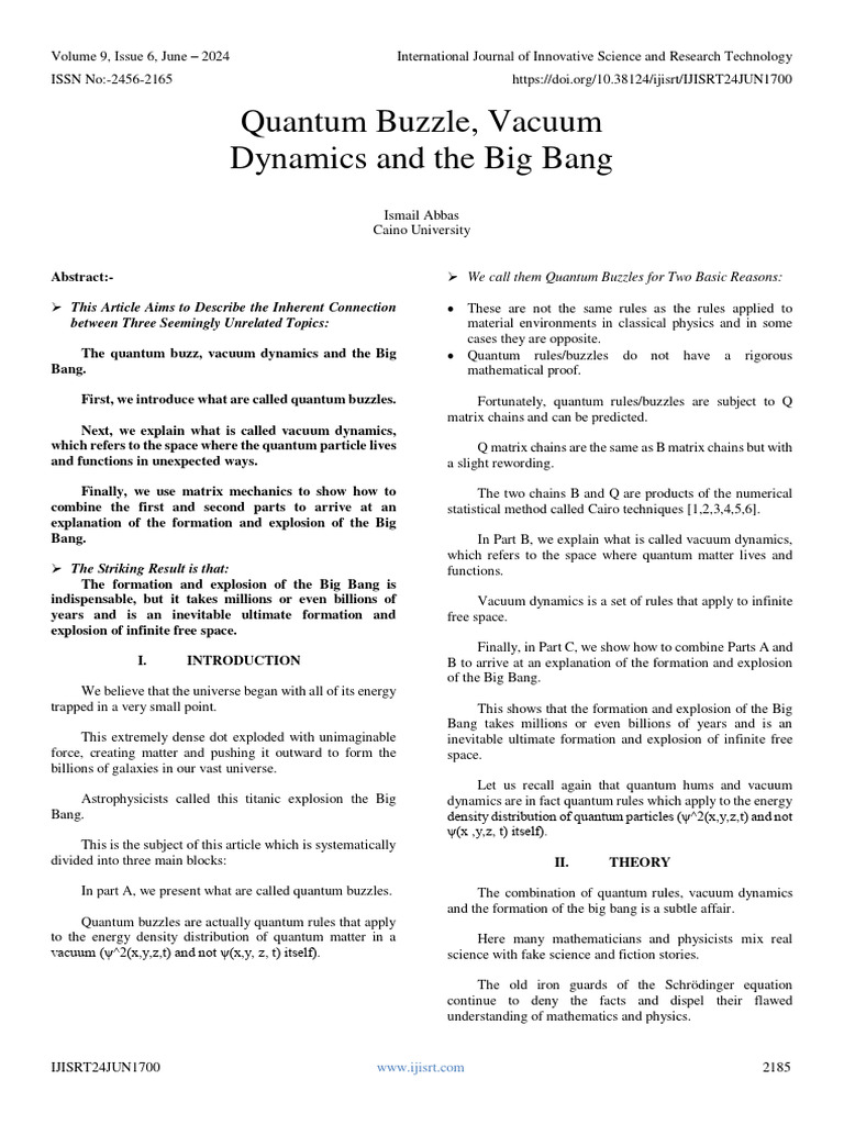 Quantum Buzzles and Big Bang Dynamics | PDF | Quantum Mechanics ...
