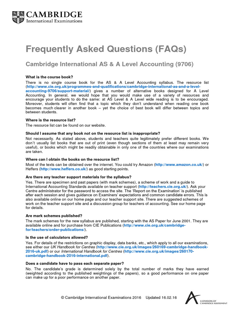 9706 Faq v2 | PDF | Multiple Choice | International Financial Reporting Standards