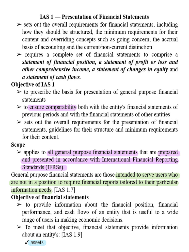 IAS 1: Financial Statement Presentation | PDF | International Financial ...