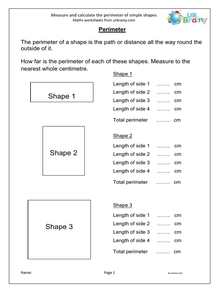 Measure and Calculate The Perimeter of Simple Shapes | PDF | Length | Rectangle