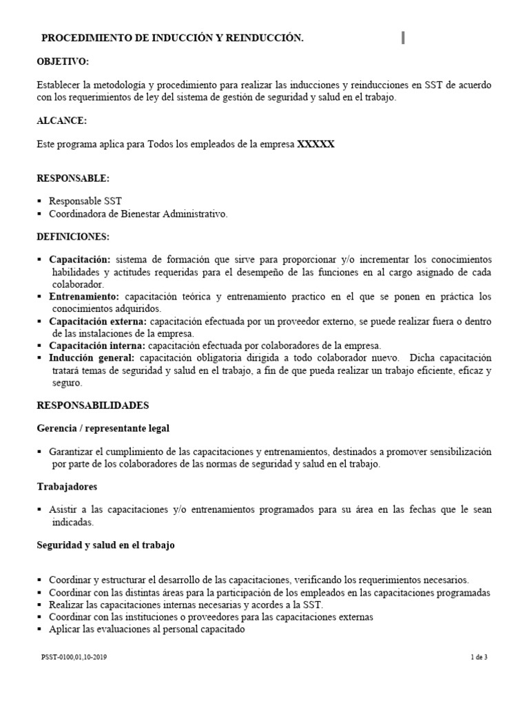 Procedimiento de Inducción y Reinducción | PDF | Business