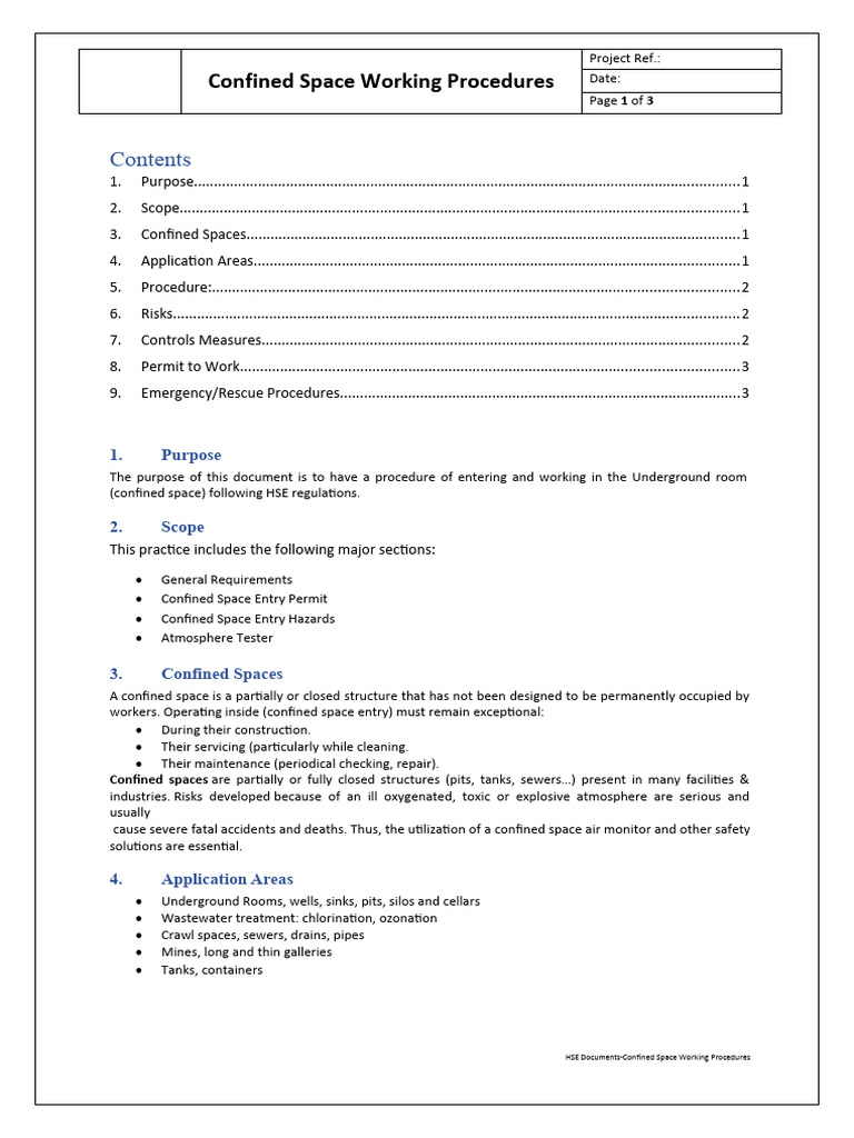 Confined Space Entry Procedures | PDF | Safety | Occupational Safety ...