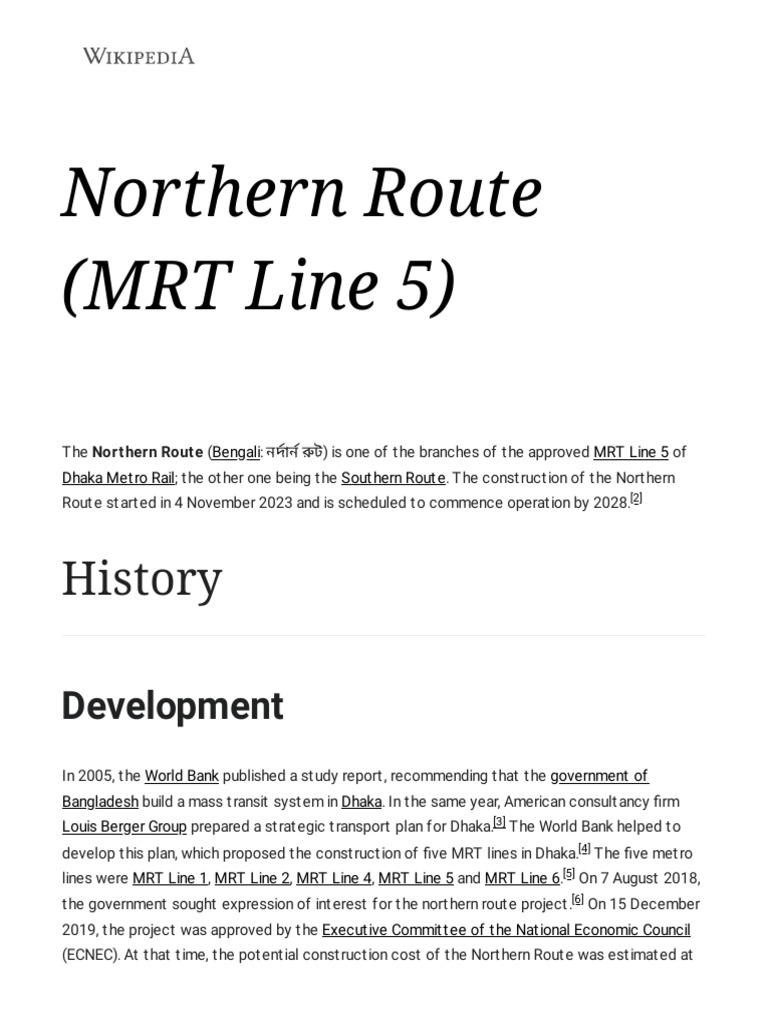 Northern Route (MRT Line 5) - Wikipedia | PDF | Rapid Transit