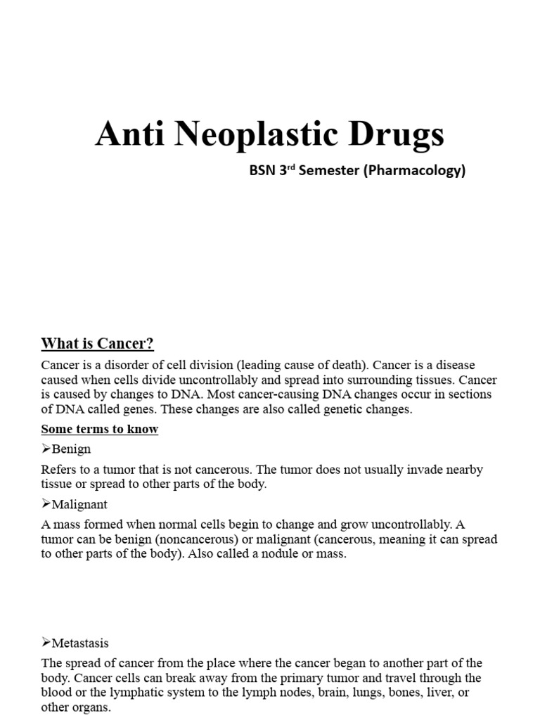 Anti Neoplastic Drugs | Download Free PDF | Chemotherapy | Cancer