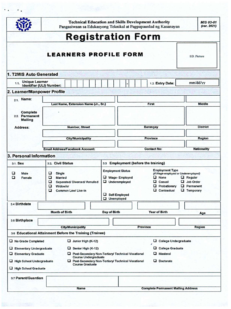 Registration Form 1 | PDF