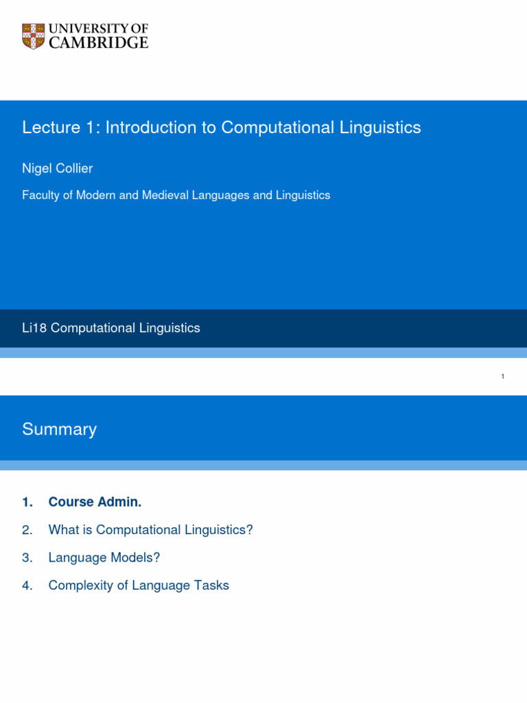 Li18 Lecture 1 Slides (2021) | PDF | Semantics | Linguistics